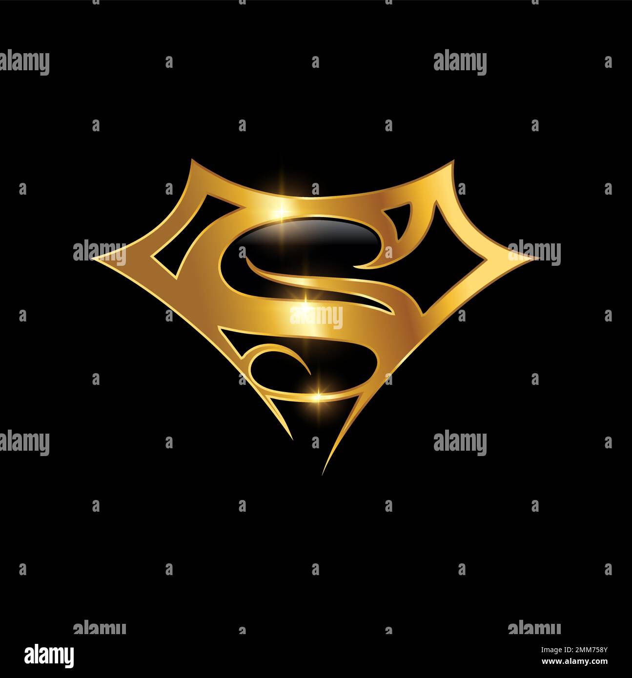 A vector Illustration of Golden Monogram Initial Logo Letter S Stock ...