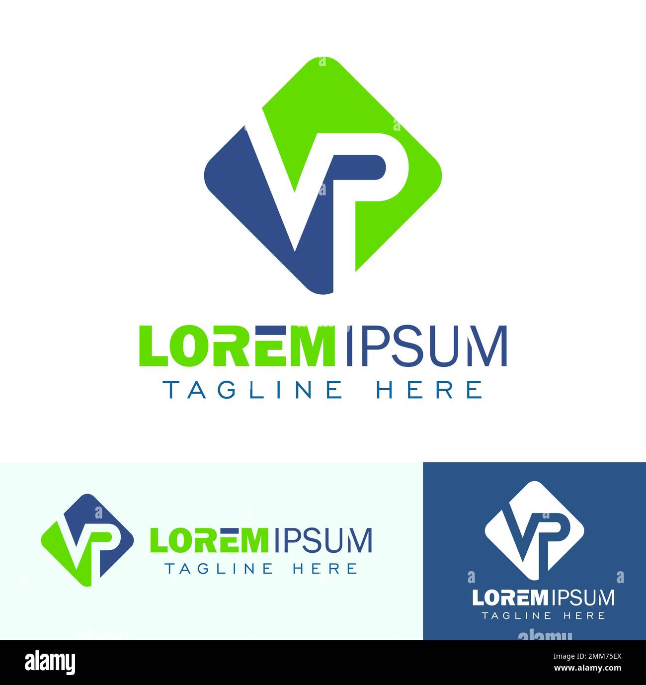 A vector illustration set of VP Monogram Initial Logo Sign Stock Vector ...