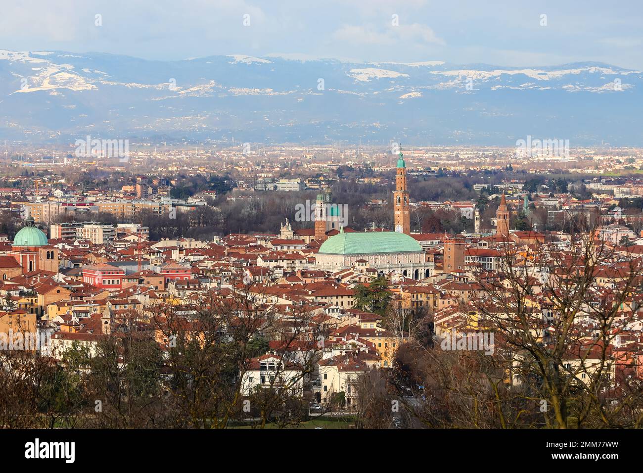 Panorama of VICENZA in Italy and the famous monument called BASILICA ...