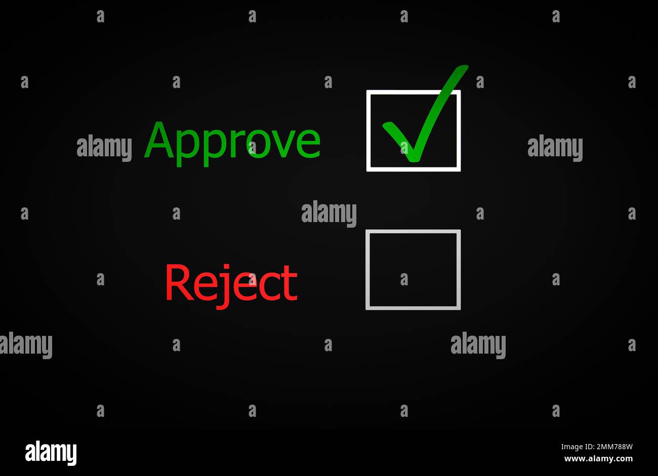 Approved And Rejected Symbols Selected Acceptance Making A Choice Confirming Consent