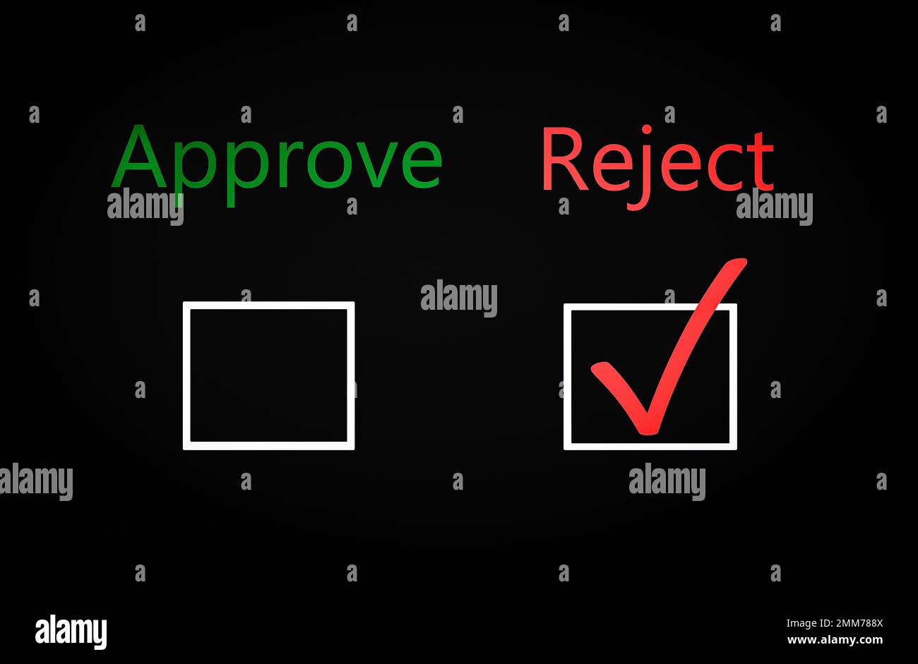 Approved and rejected symbols, selected rejection, making a choice ...