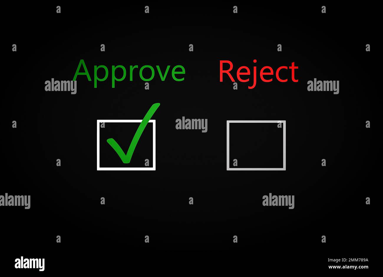 Approved And Rejected Symbols Selected Acceptance Making A Choice Confirming Consent