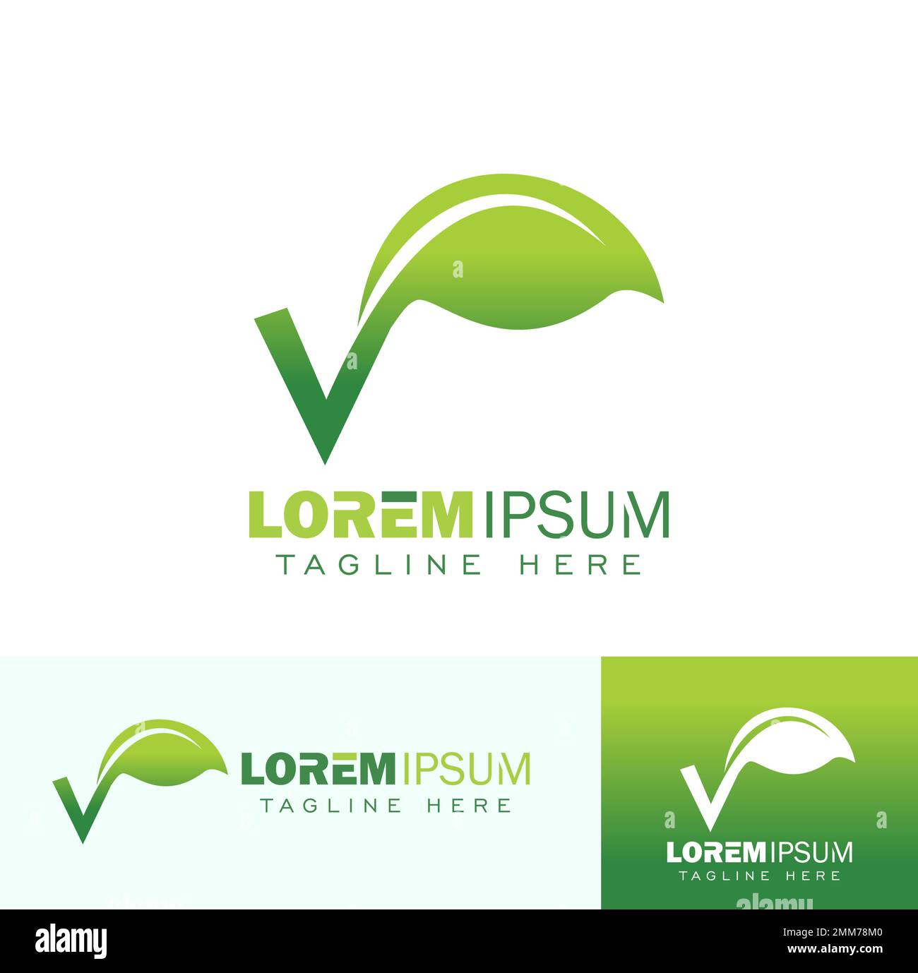 A vector illustration set of V leaf Monogram Initial Logo Sign Stock ...