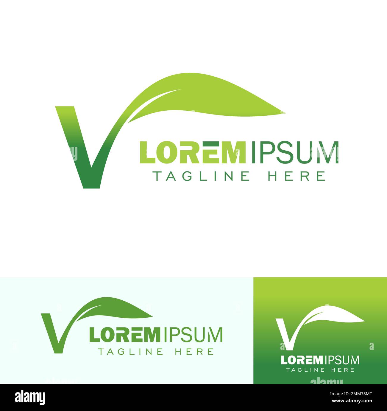 a vector illustration set of V leaf Monogram Initial Logo Sign Stock ...