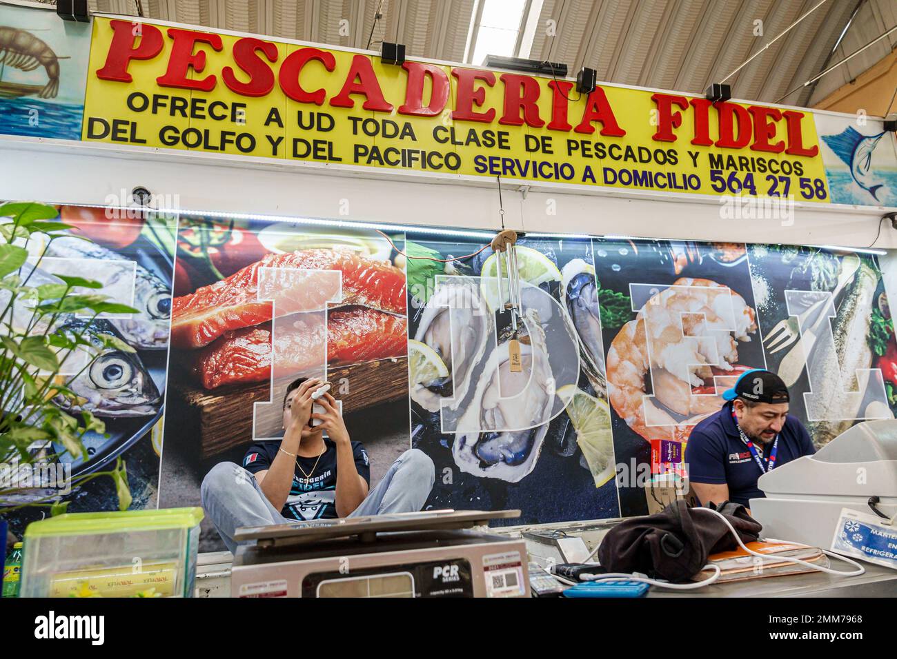 Mexico City,Mercado Medellin,fishmonger butcher seafood,man men male ...