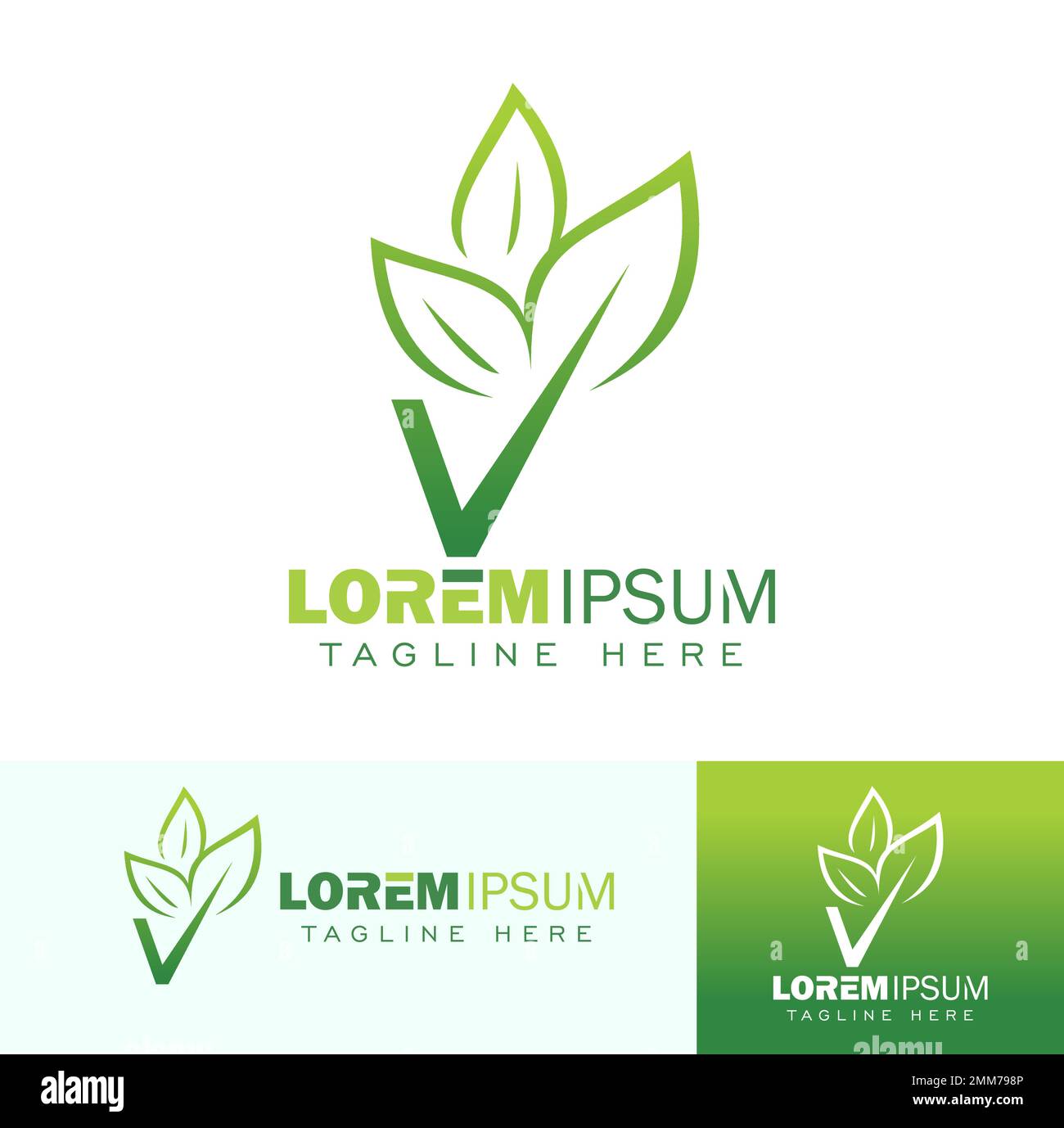 A vector illustration set of V leaf Monogram Initial Logo Sign Stock ...