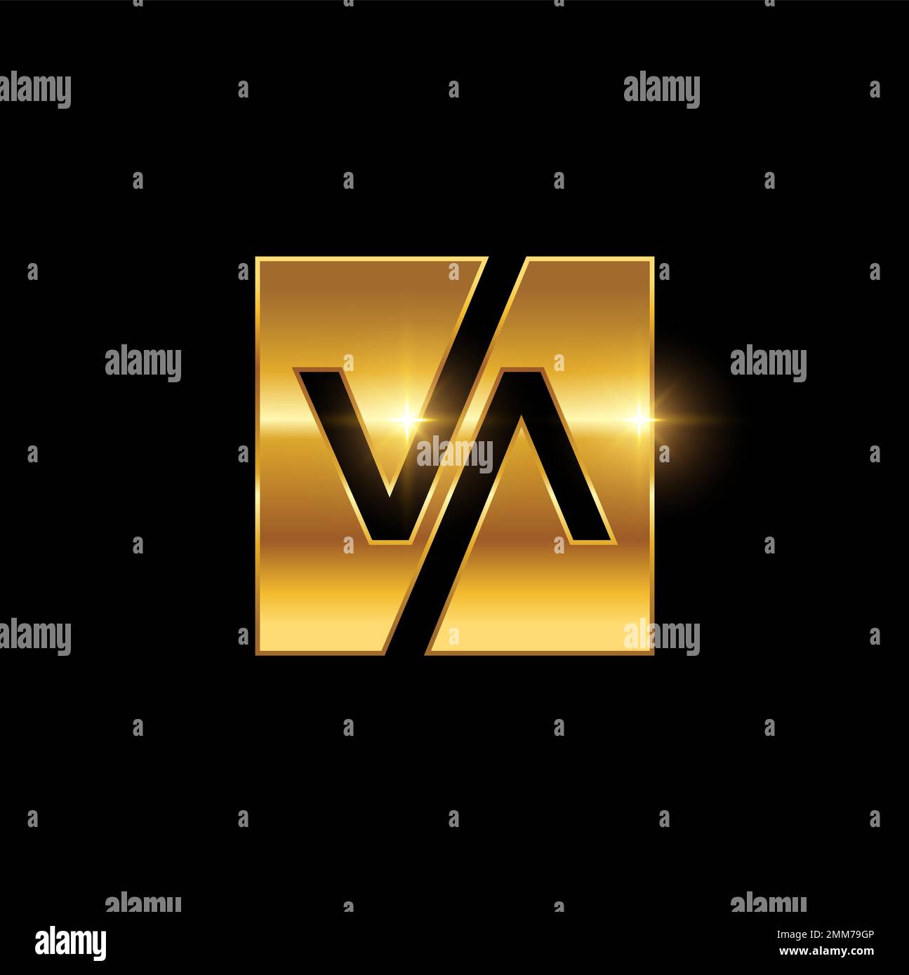 A vector Illustration of Golden VA Monogram Initial Logo Sign Stock ...