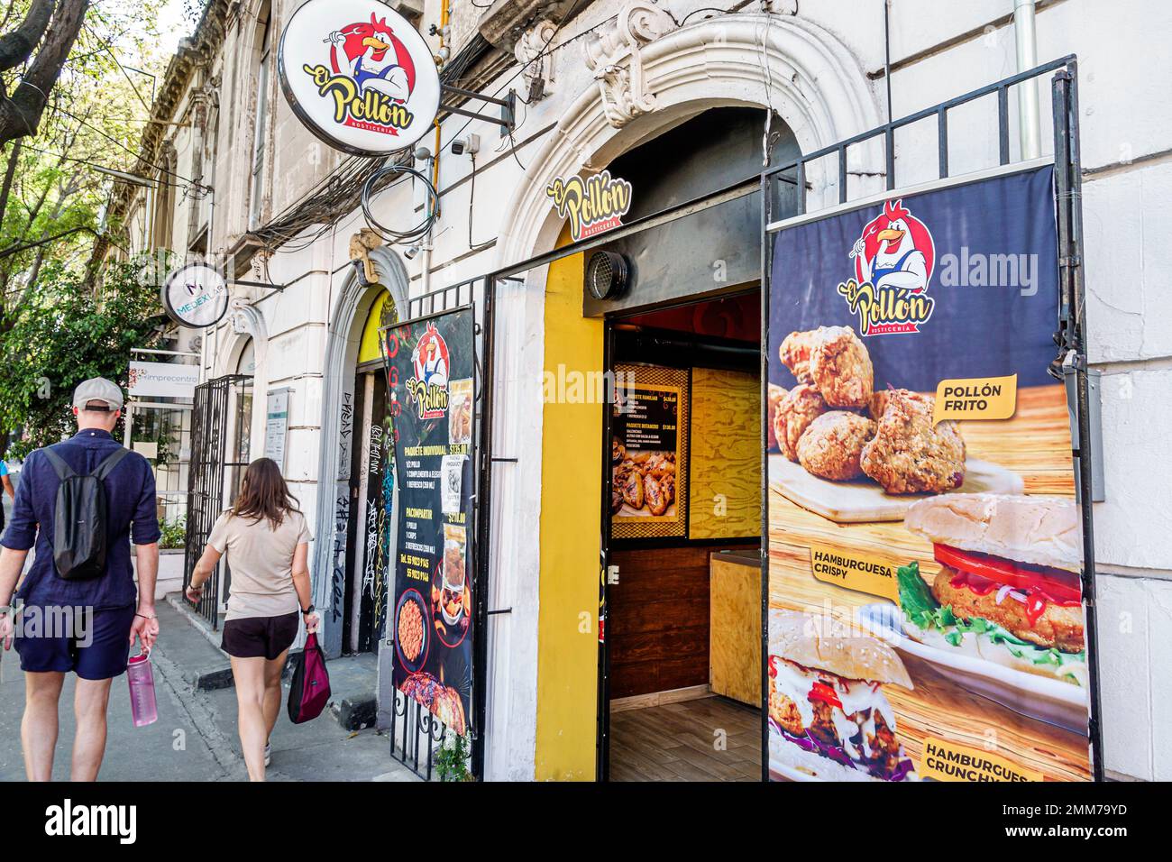 Mexico City,El Pollon fried chicken,man men male,woman women lady ...