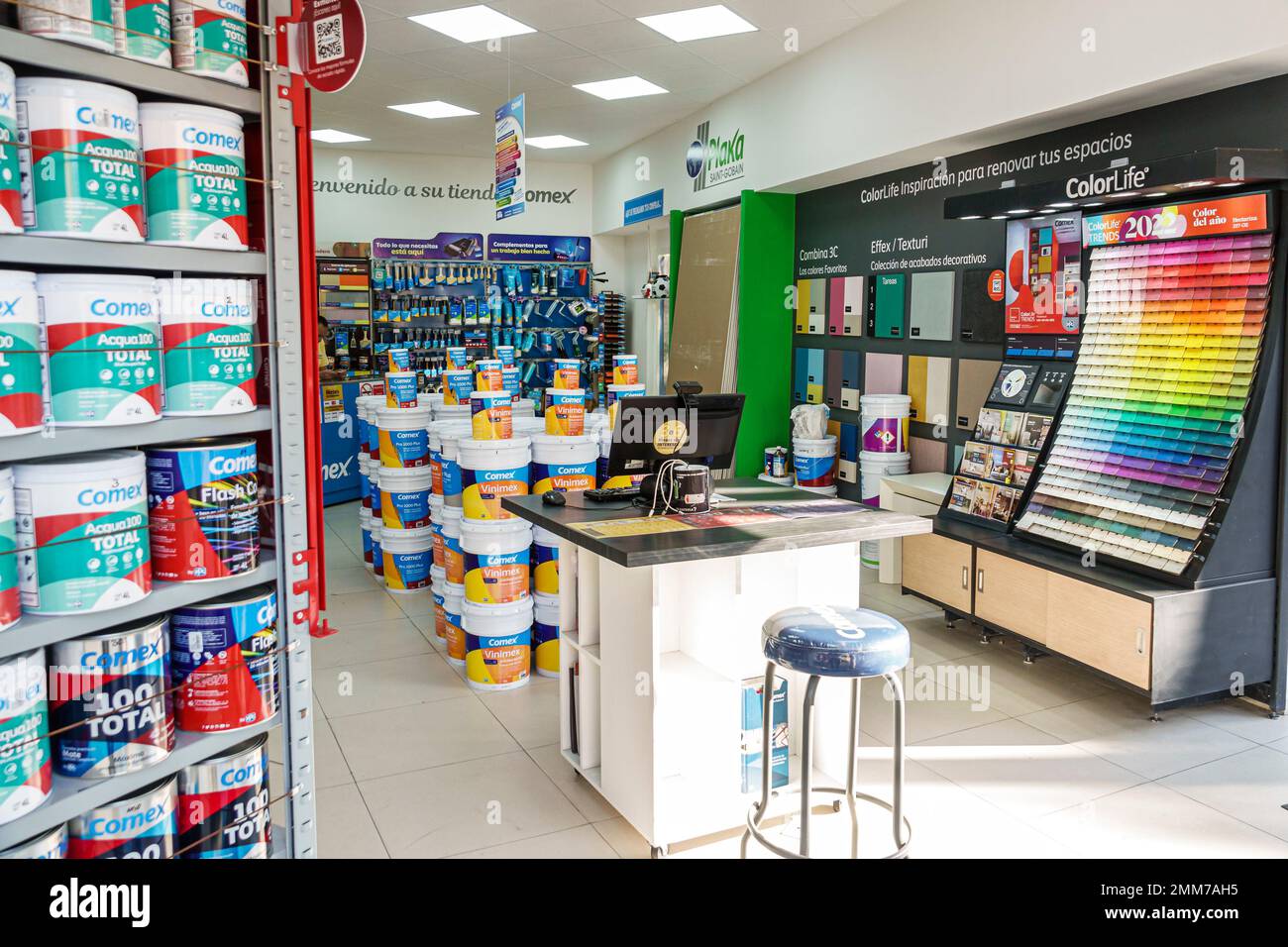 Mexico City,Comex paint painting supplies,inside interior indoors,store ...