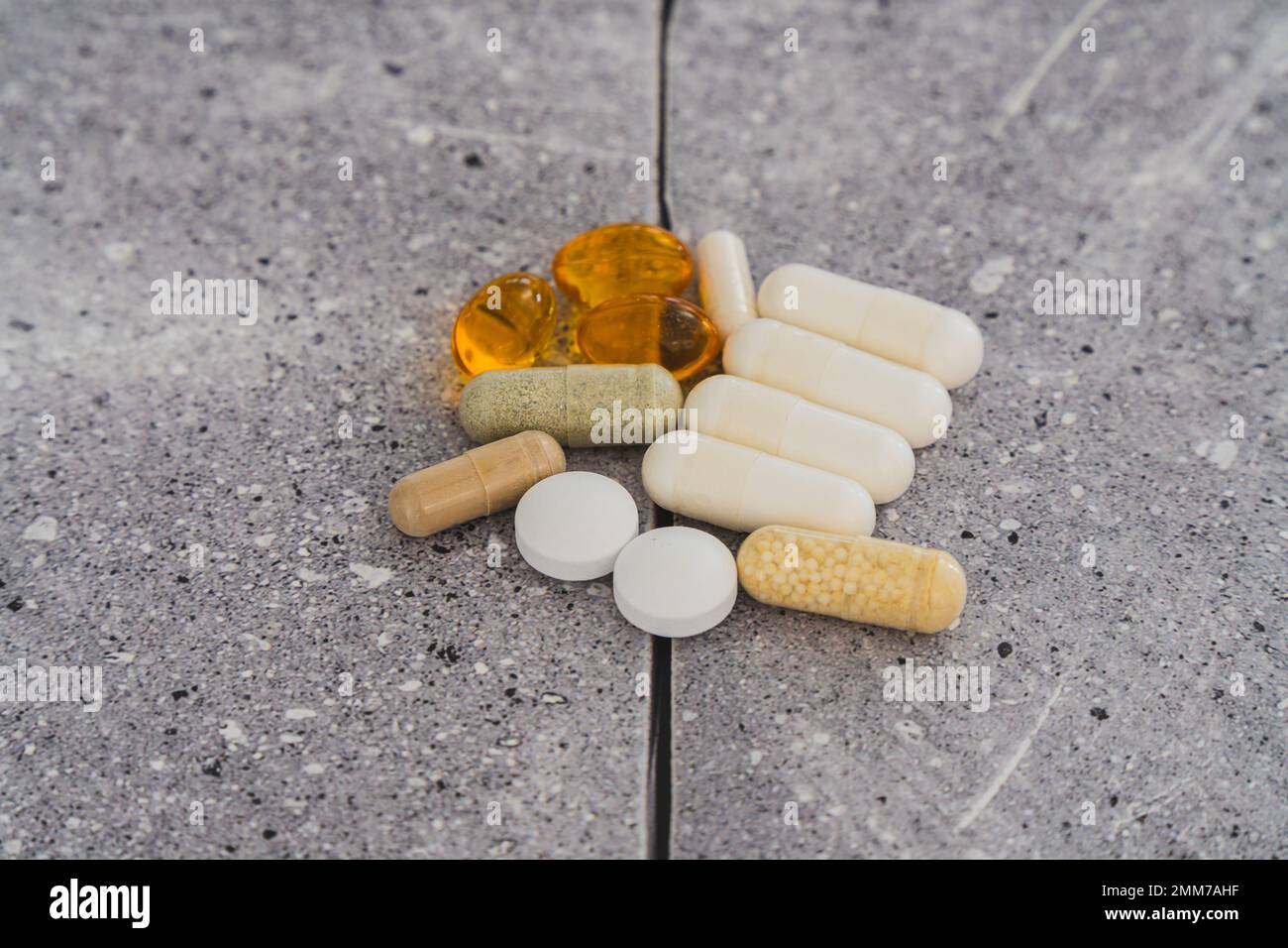 Assorted pharmaceutical medicine pills, tablets and capsules.Pills ...