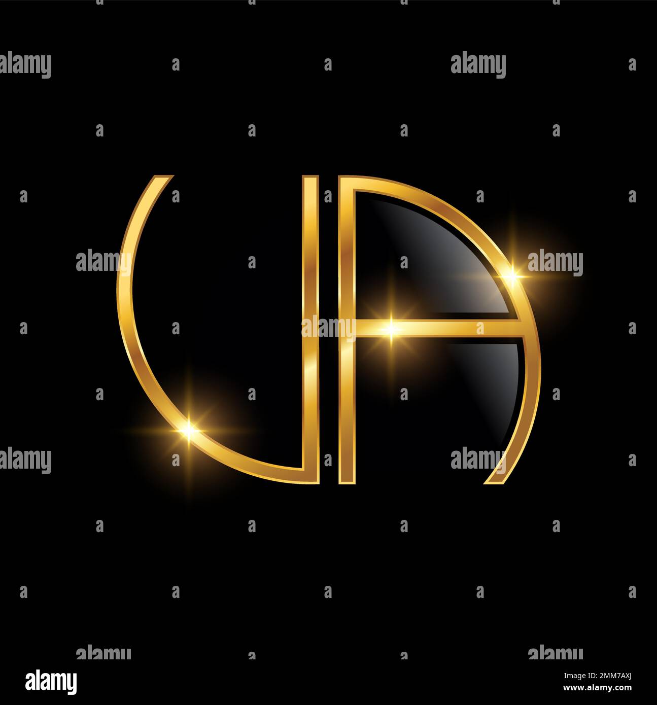 A vector Illustration of Golden VA Monogram Initial Logo Sign in black ...