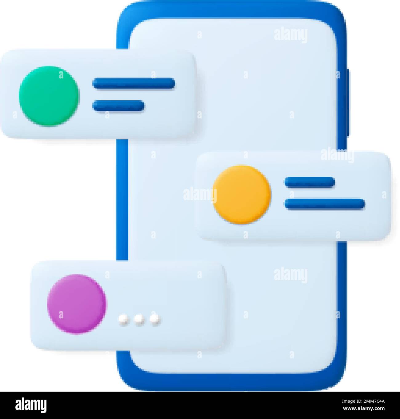 Group chat on smartphone app 3d icon. Text bubble with users avatars ...