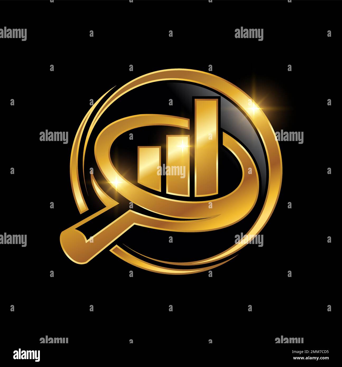 A vector Illustration of Golden Magnifying Glass Logo Sign Stock Vector ...