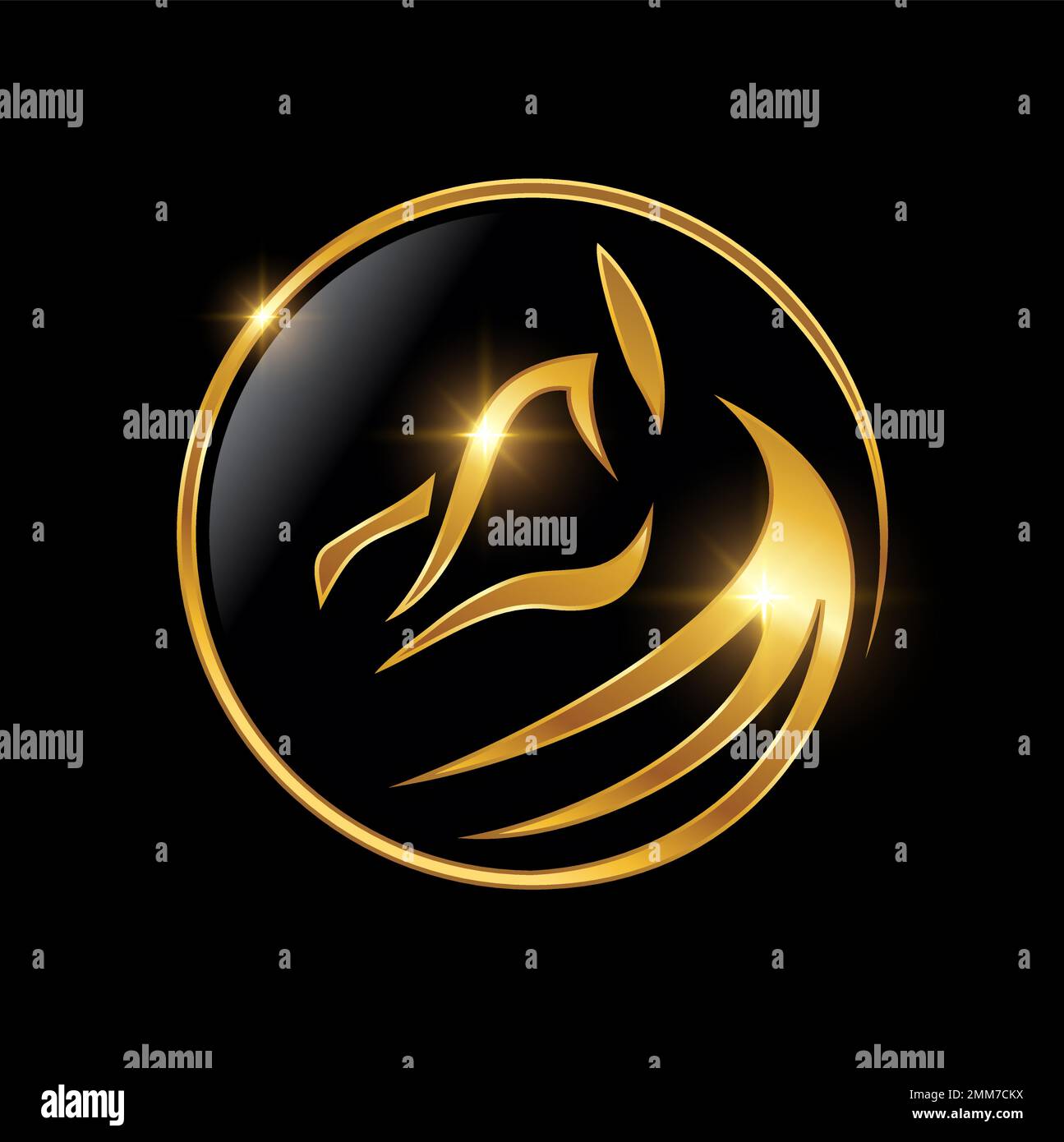 A vector illustration of Golden Head Horse Logo Sign in black ...