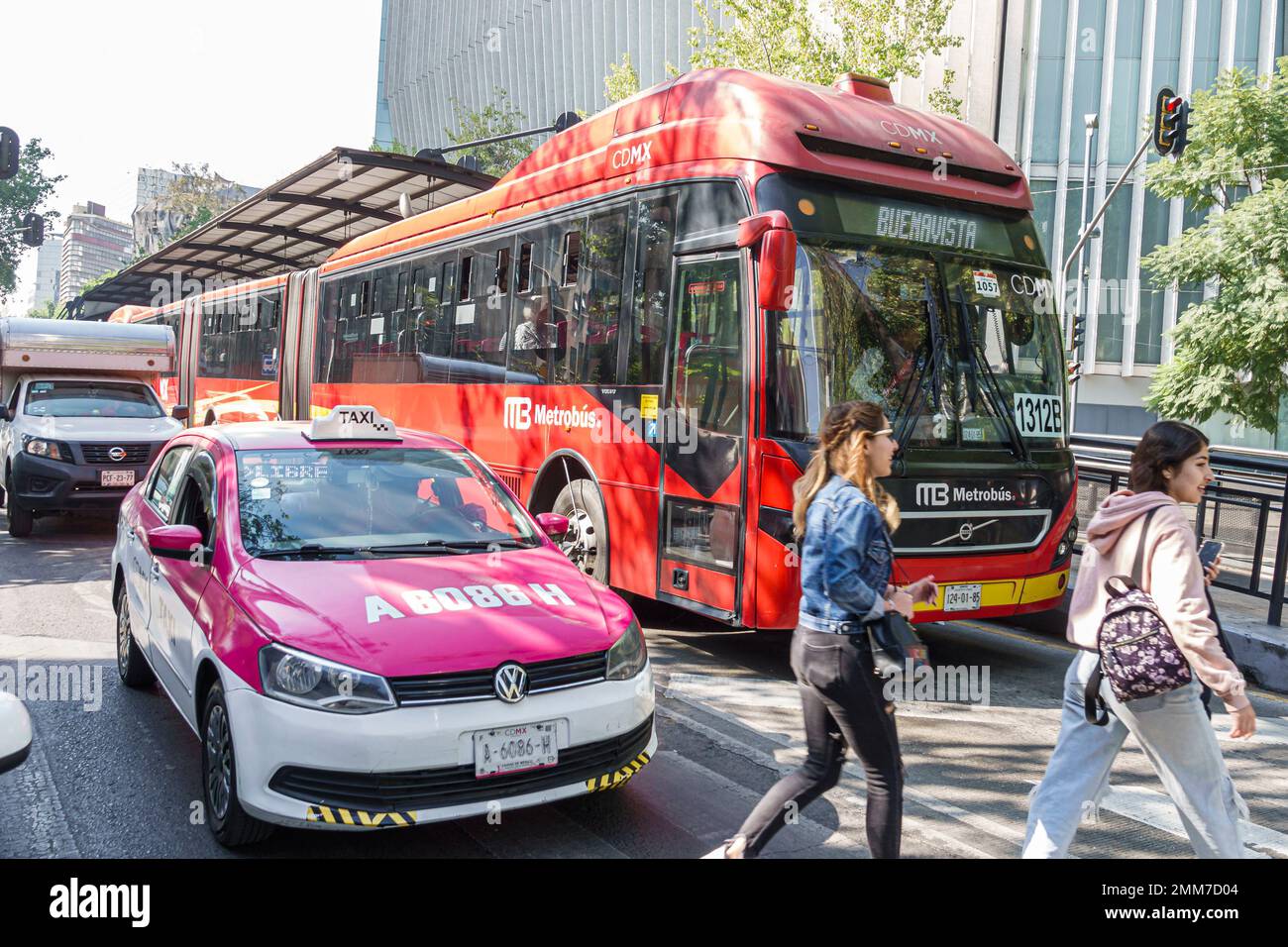 Mexico City,Avenida Paseo de la Reforma,traffic taxi cab taxicab,public ...