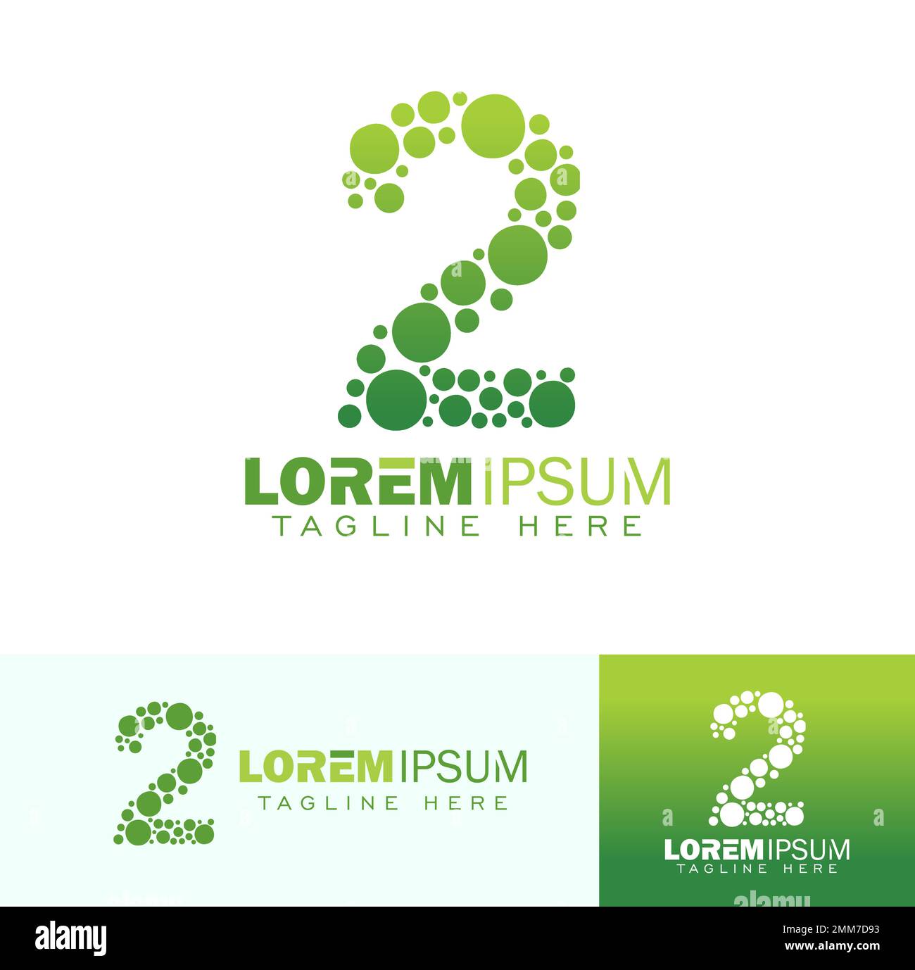 A vector illustration set of Dot Numerical Monogram Logo Number 2 Sign ...