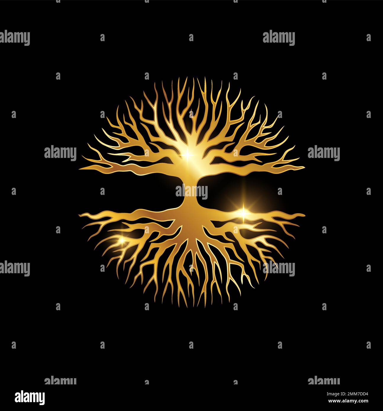 A vector Illustration of Golden Tree Symbol Logo Sign Stock Vector ...