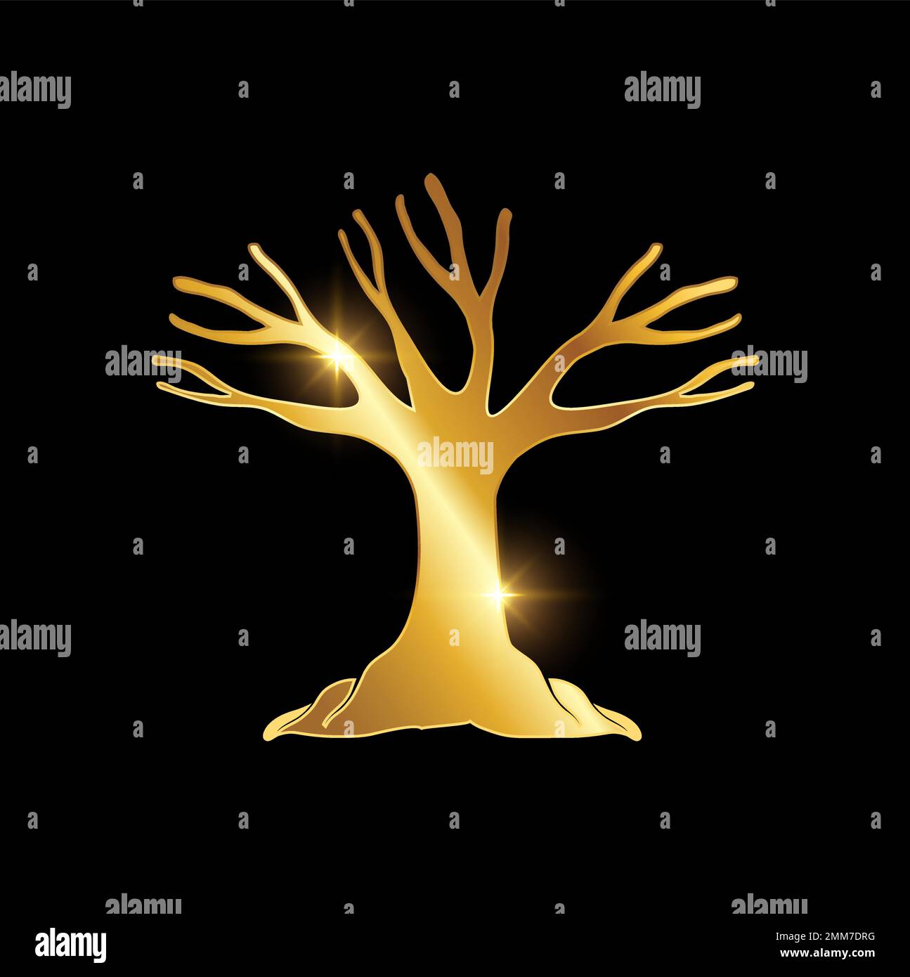 A vector Illustration of Golden Tree Symbol Logo Sign Stock Vector ...