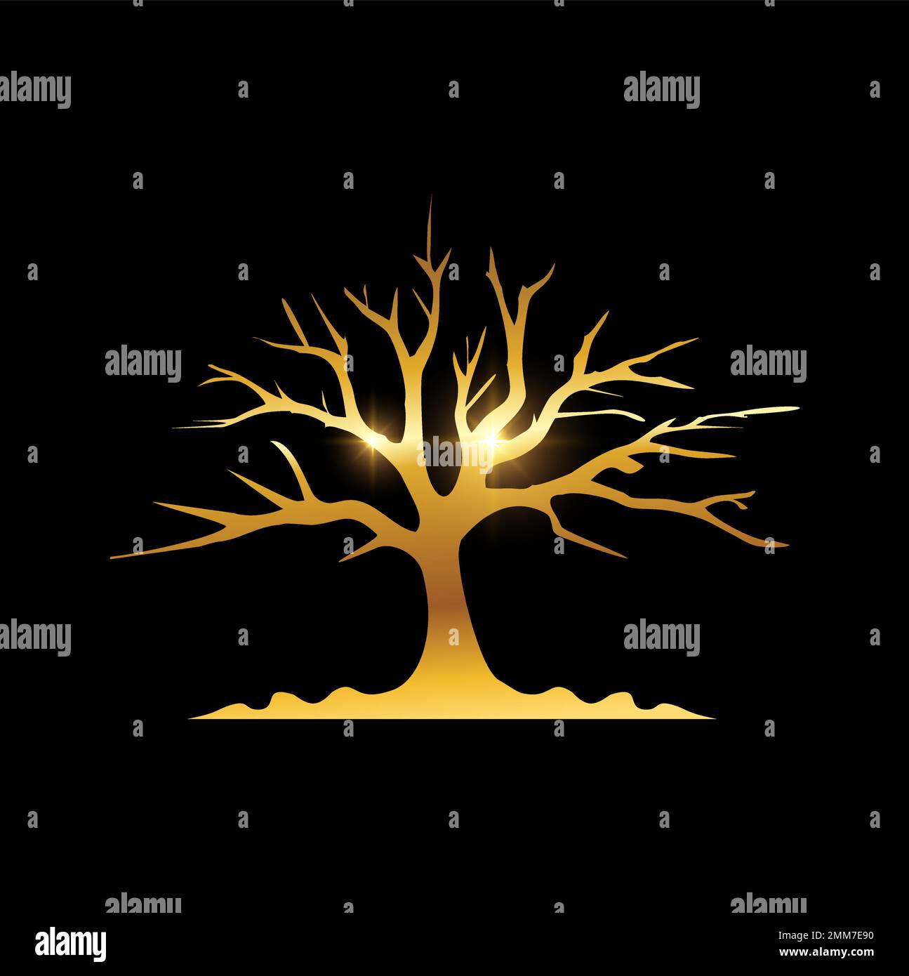 A vector Illustration of Golden Tree Symbol Logo Sign Stock Vector ...