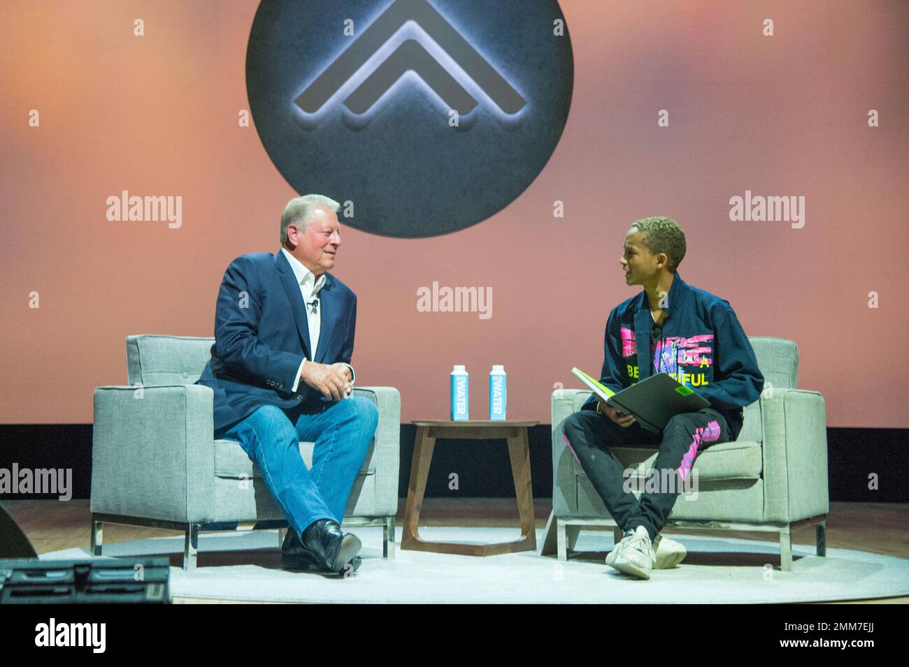 Al Gore, left, and Jaden Smith seen on day three of Summit LA18 in Downtown Los Angeles on ...