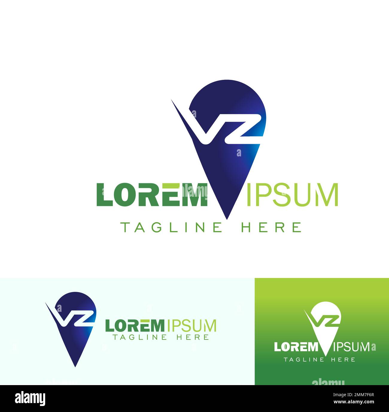 A vector Illustration set of VZ Monogram Initial Logo Sign Stock Vector ...