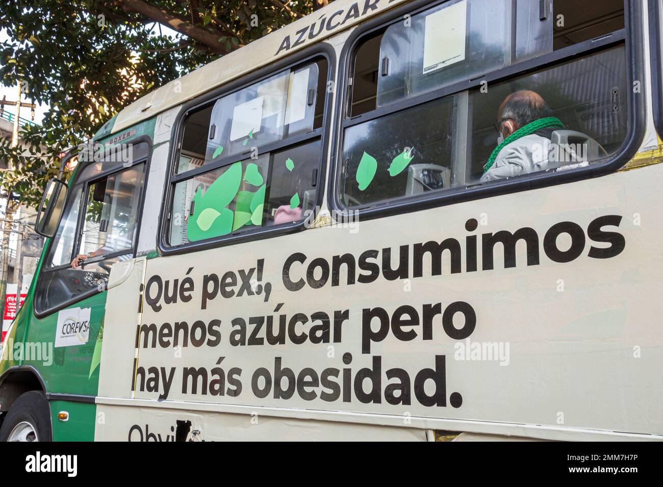 Mexico City,public bus transportation,anti-obesity health campaign,sign ...