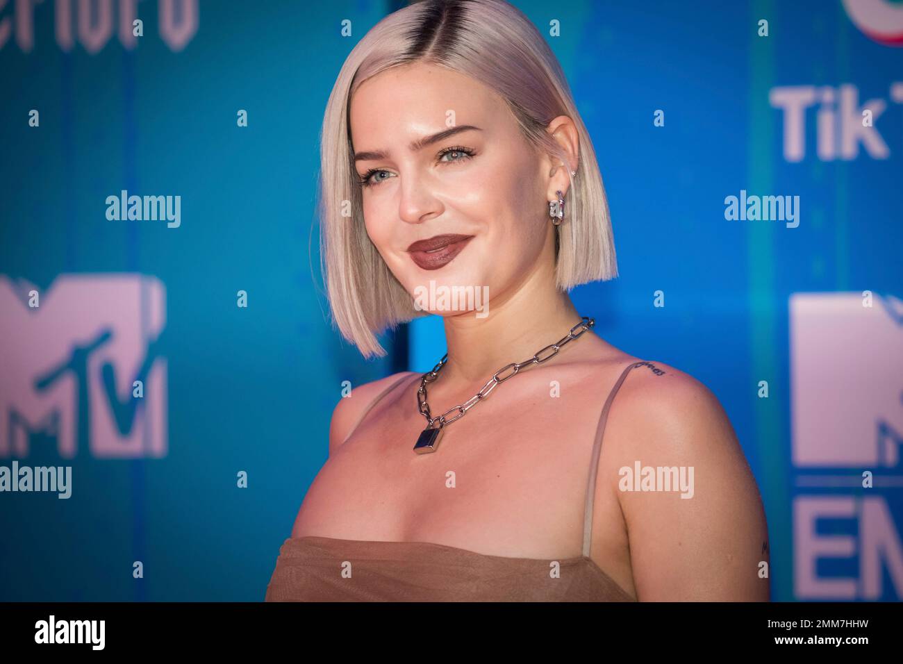 Singer Anne-Marie poses for photographers upon arrival at the European ...