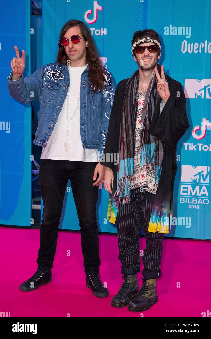 Members of music band Crystal Fighters pose for photographers upon ...