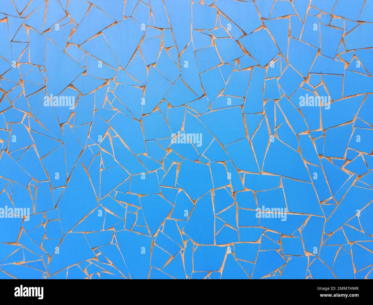 Background, texture of blue white tiles. Broken tiles on wall, floor ...
