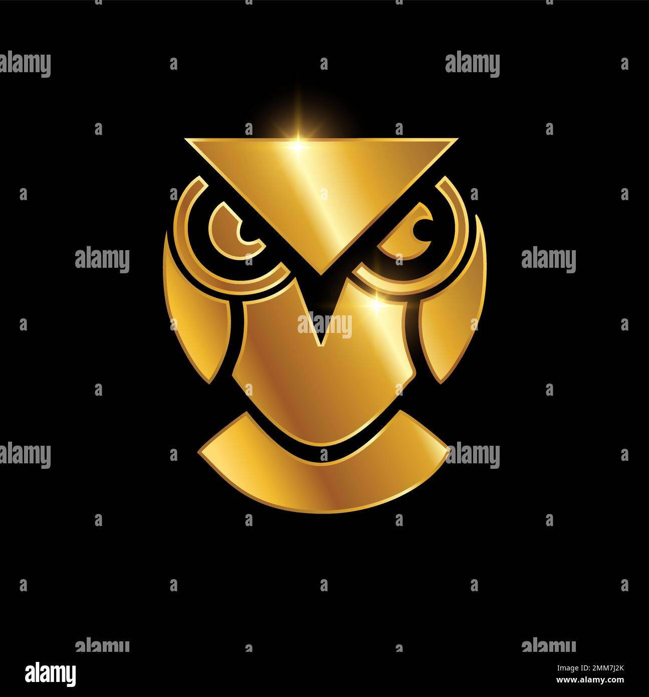 A vector Illustration of Golden Owl Symbol Logo Sign in Black ...