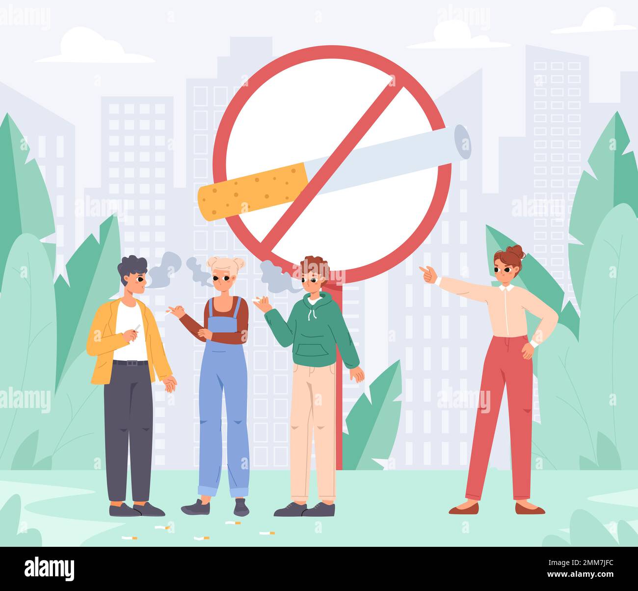 No smoking concept. Teenagers smoke cigarettes, drug tobacco addiction ...
