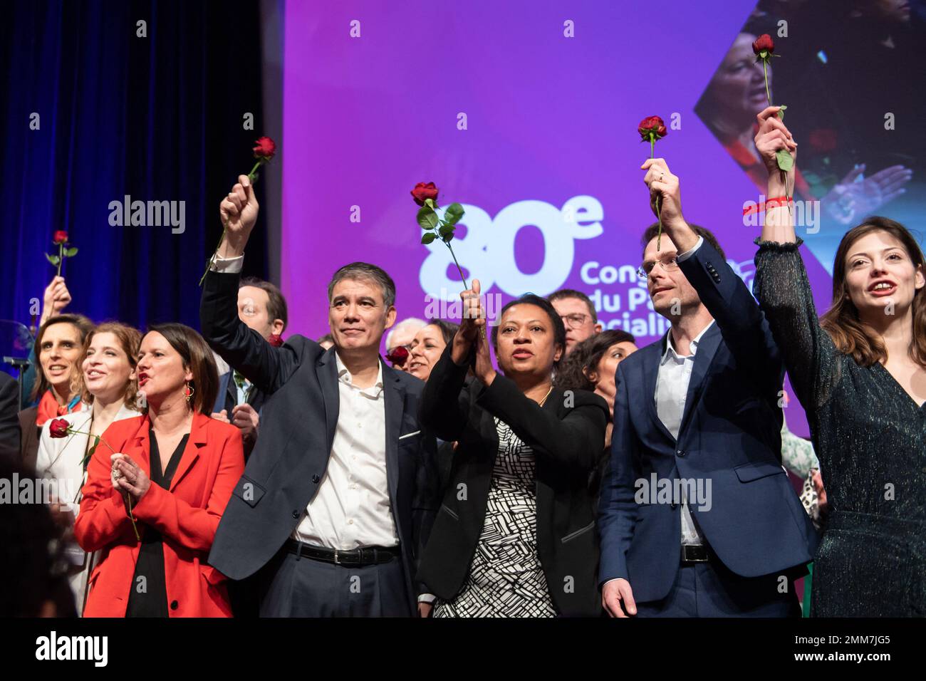 (from L to R): Johanna Rolland, Olivier Faure, Hélène Geoffroy, Nicolas ...
