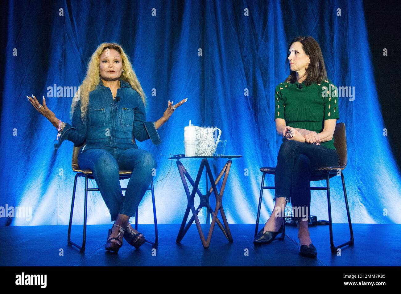 Janice Bryant Howroyd, left, and Beth Comstock seen on day two of Summit LA18 in Downtown Los ...
