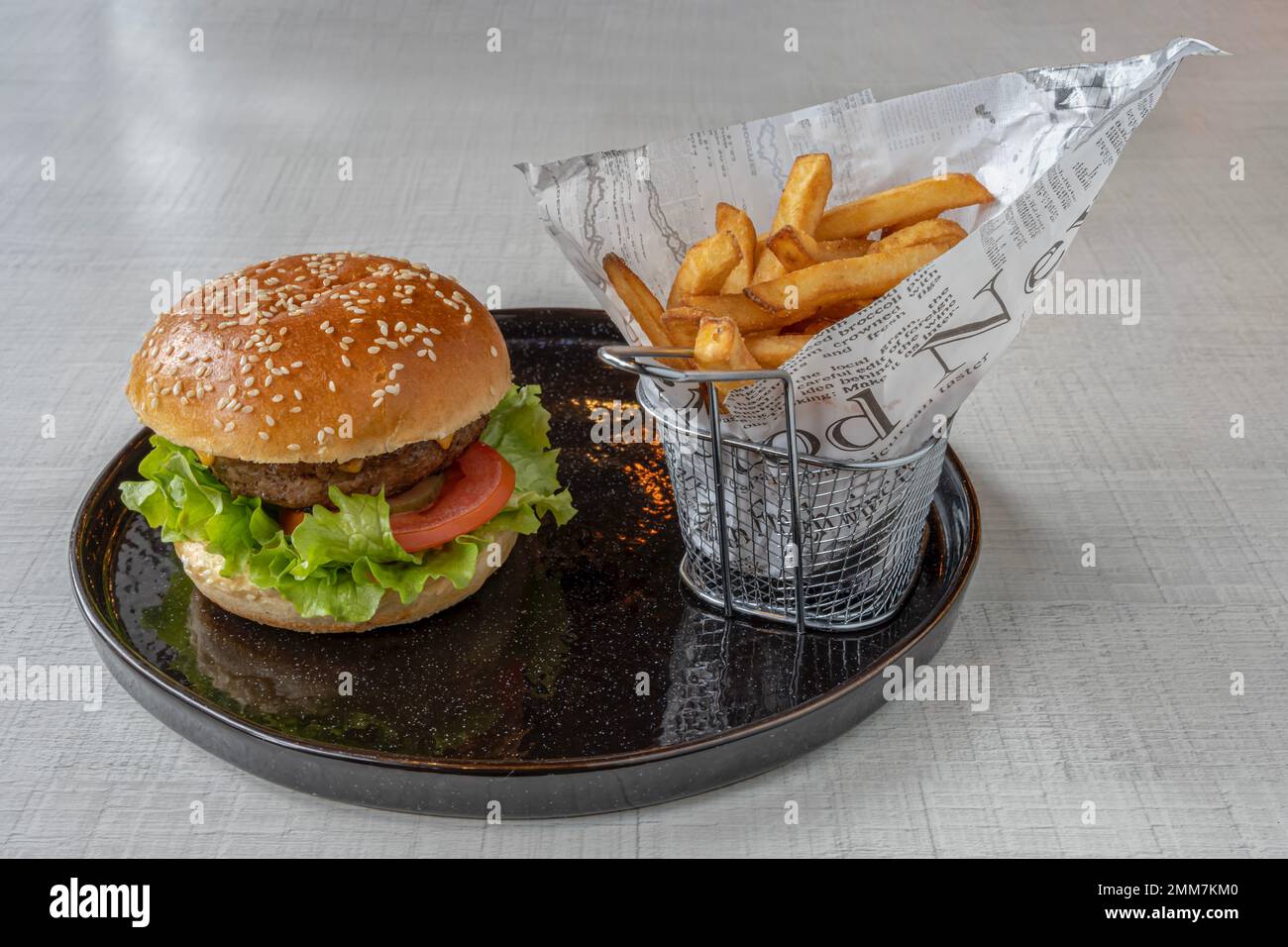 Middle East dishe culinary Still Life. Cheese burger with chopped steak ...