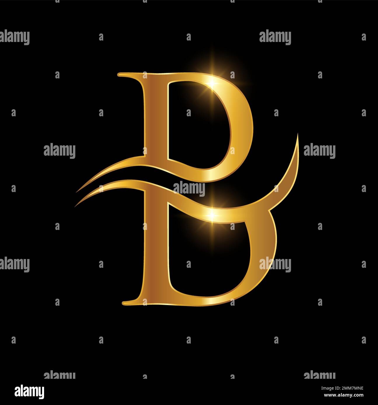 A vector illustration of Golden Luxury Logo Monogram Initial Letter B ...