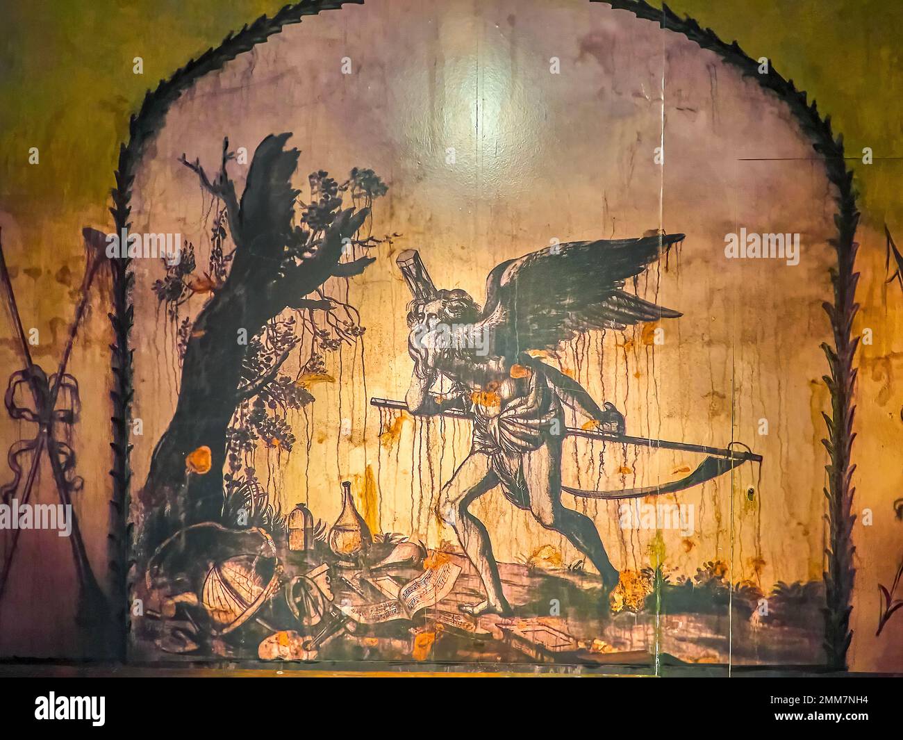 PRAGUE, CZECHIA - MARCH 11, 2022: Chronos with scythe fresco on the ...