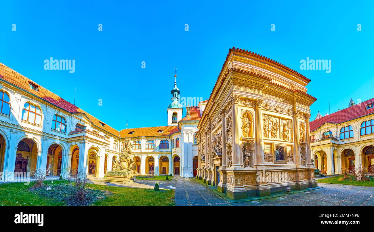 Panorama of the cloister with Chapel of Our Lady of Loreta in the ...
