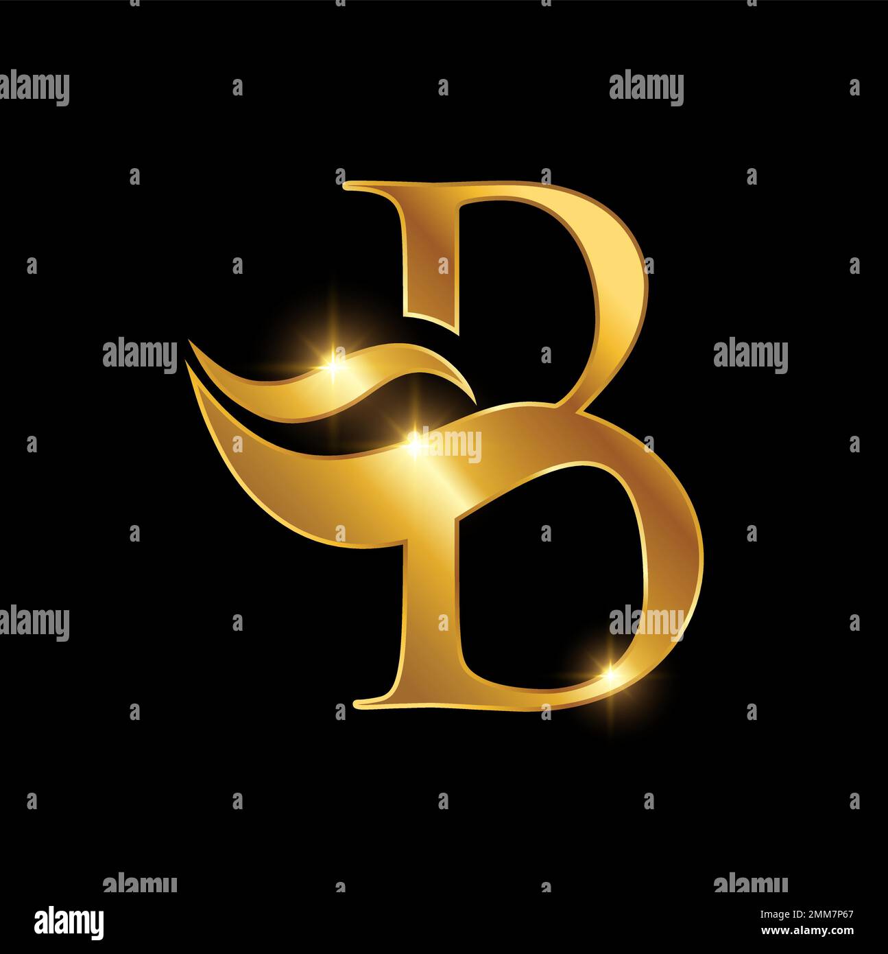 A vector illustration of Golden Luxury Logo Monogram Initial Letter B ...
