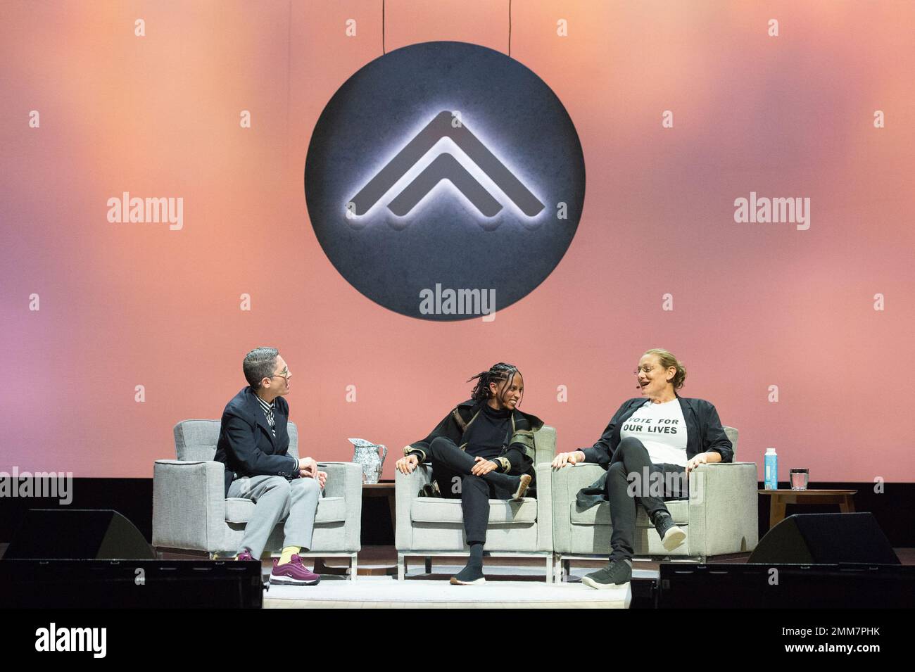 Jill Soloway, from left, Janaya Khan and Martine Rothblatt seen on day ...
