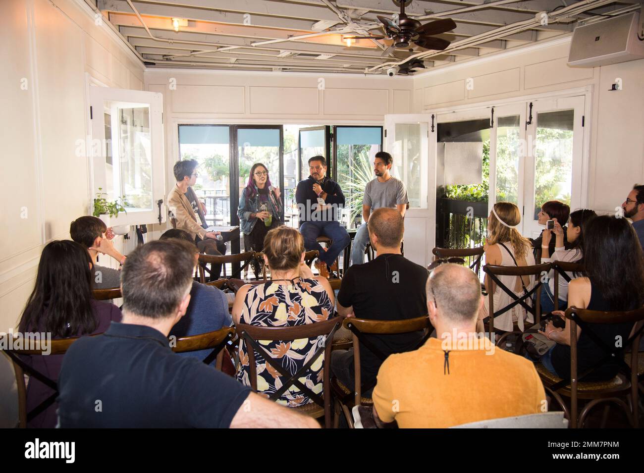 Antonio Diaz, from left, Claudette Zepeda-Wilkins, Ray Garcia and Louis Tikaram seen on day two ...