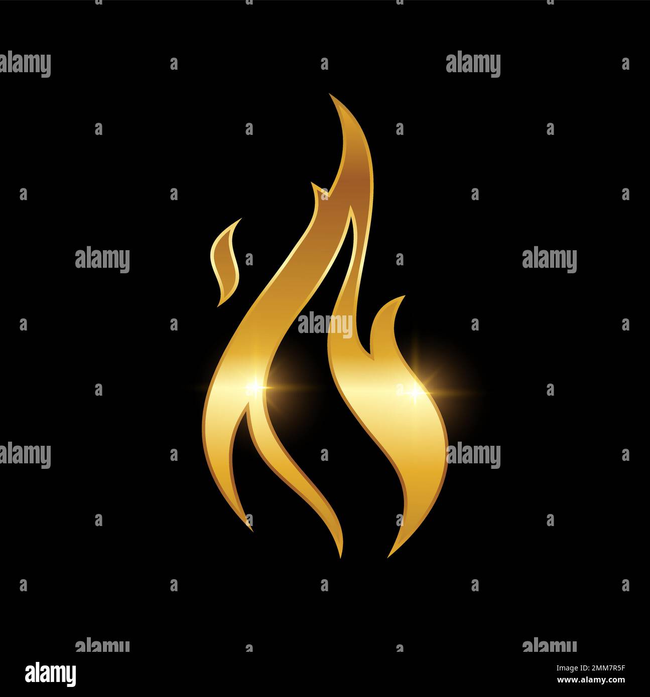 A vector illustration set of Golden Fire Flame Symbol Logo Sign Stock ...