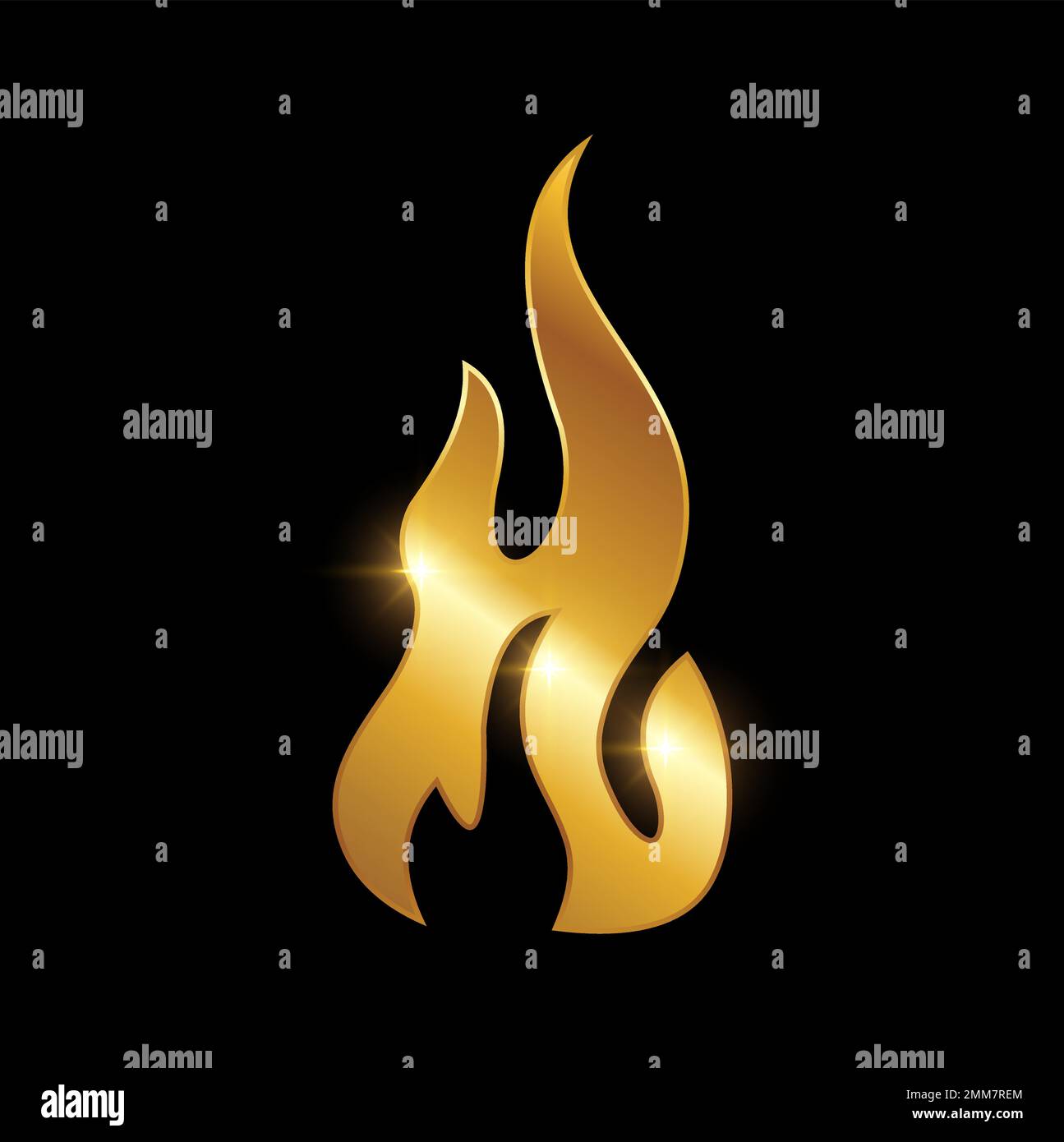 A vector illustration set of Golden Fire Flame Symbol Logo Sign Stock ...