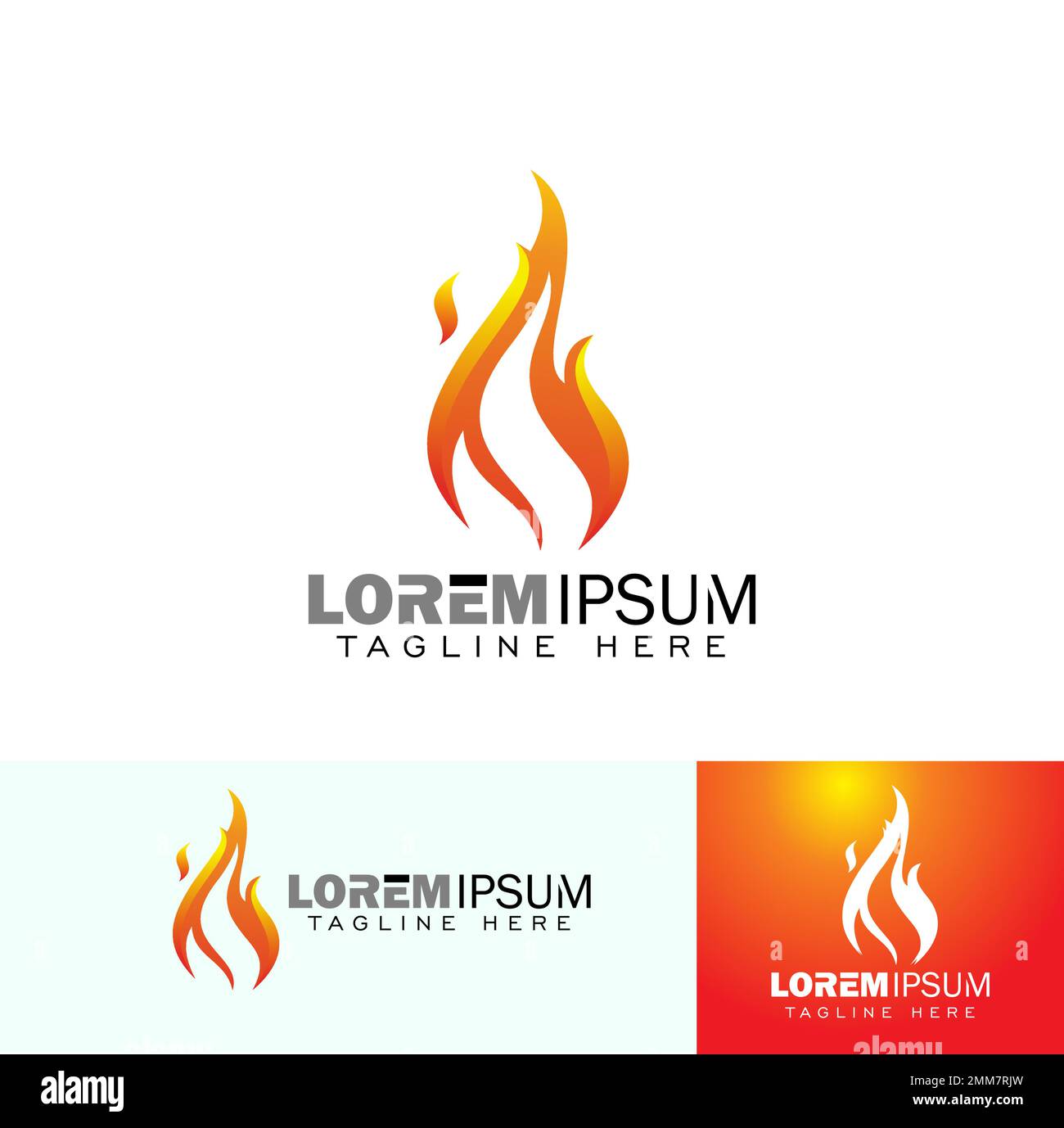 A vector illustration set of Fire Flame Symbol Logo Sign Stock Vector ...