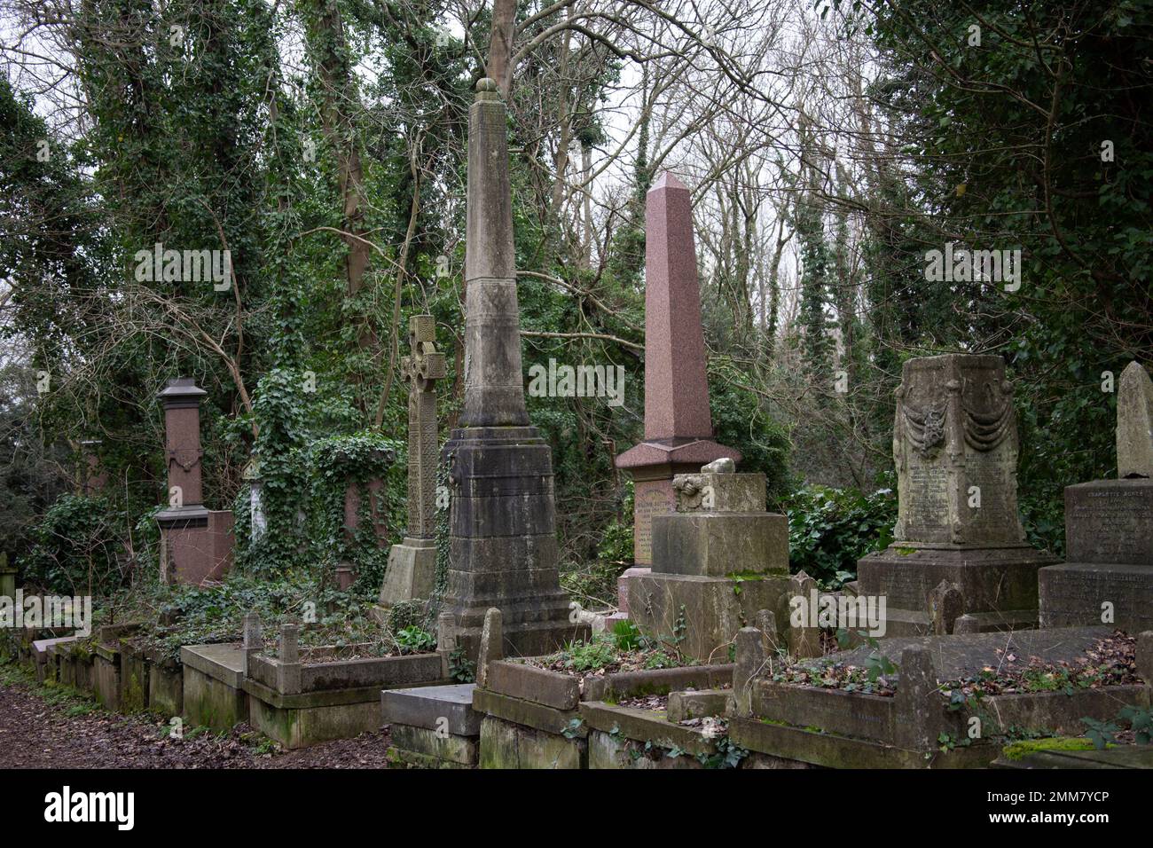 Graves in Nunhead Cemetery, one of the Magnificent Seven cemeteries and ...