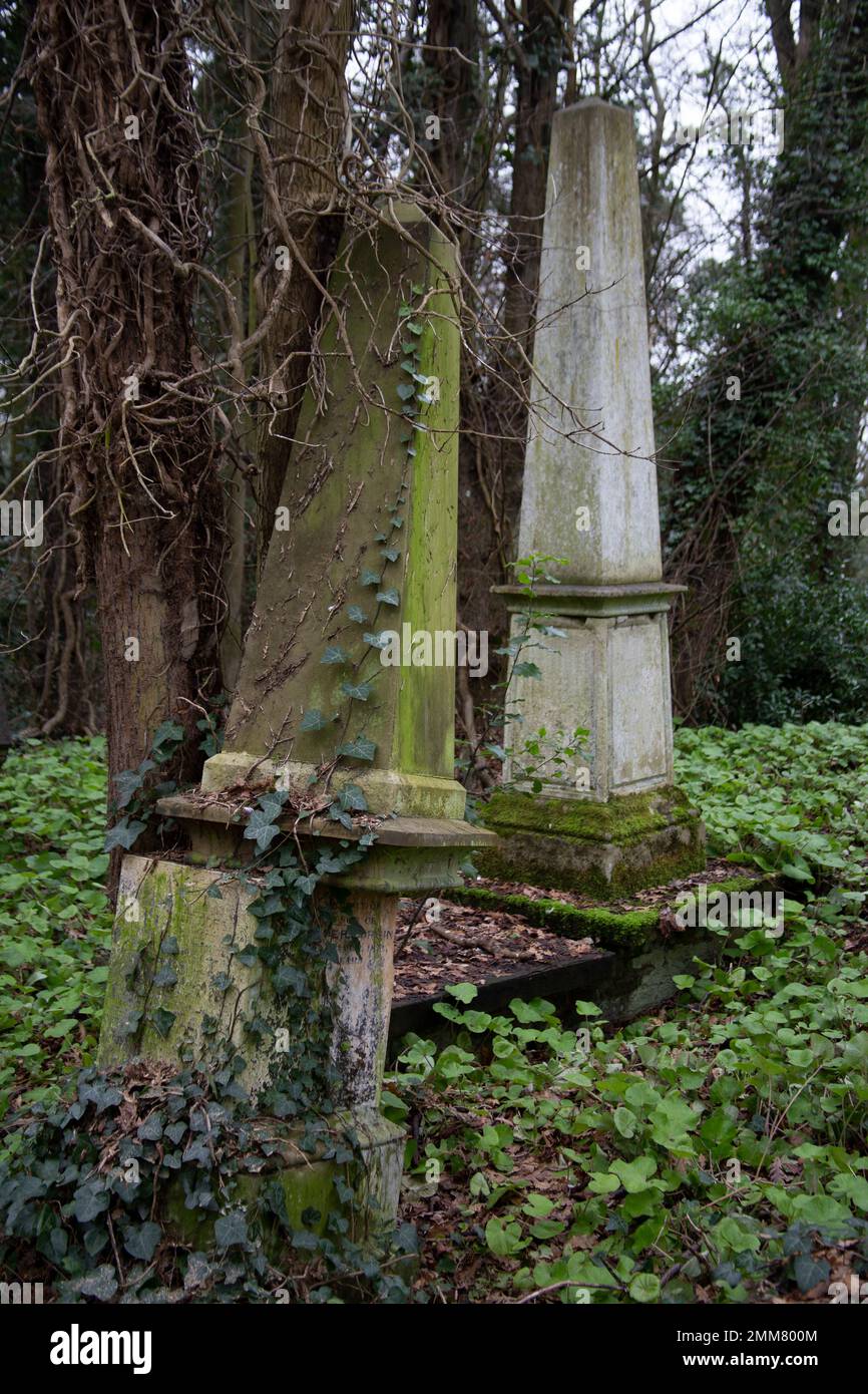 Graves in Nunhead Cemetery, one of the Magnificent Seven cemeteries and ...