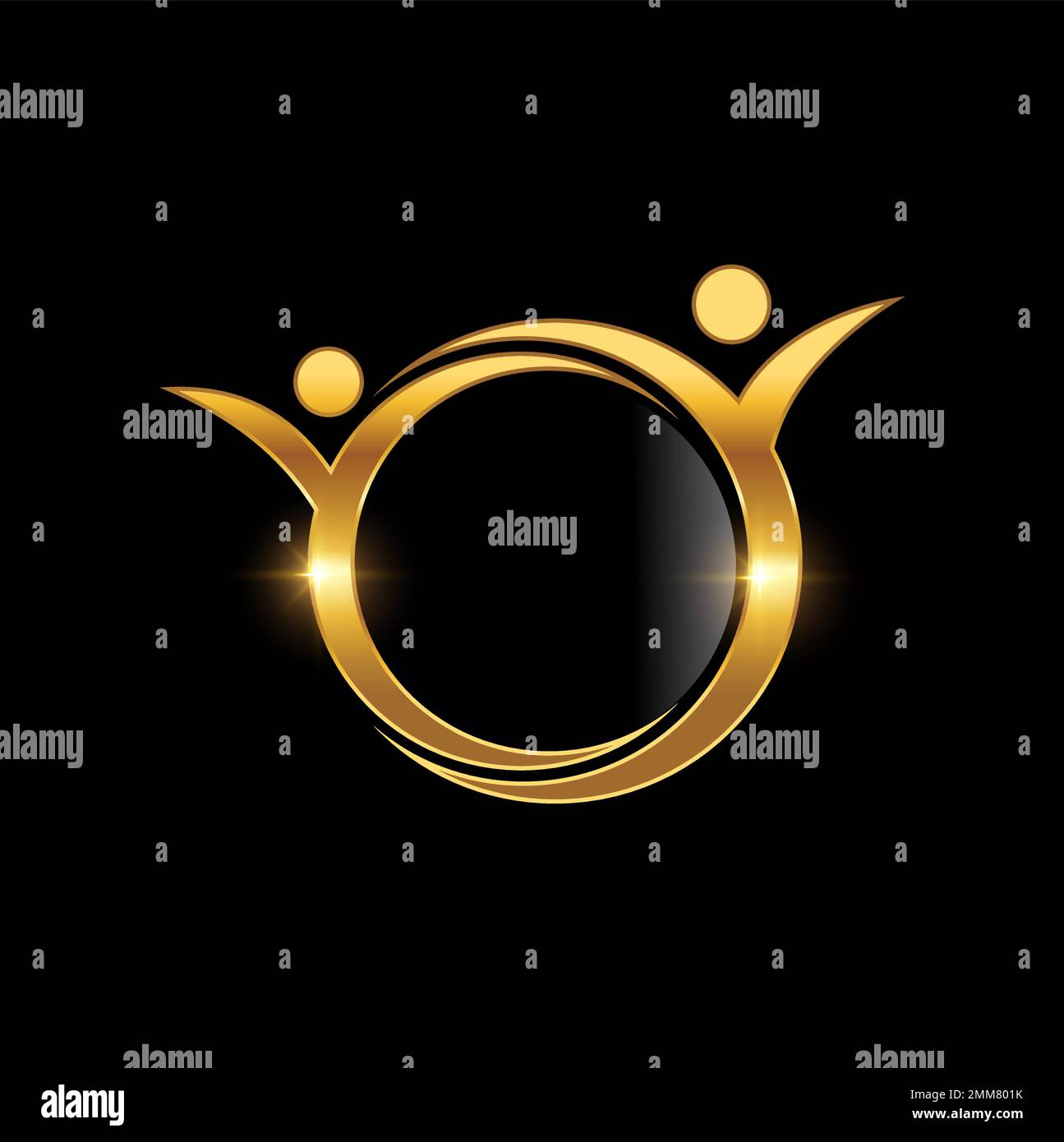 A vector Illustration of Golden People Circle Symbol Logo Sign in black ...