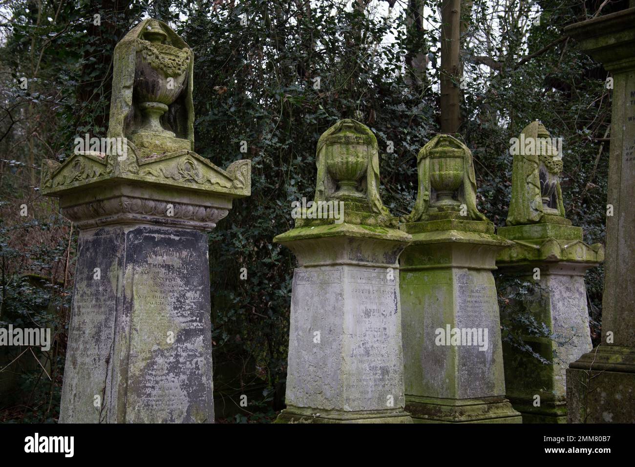 Graves in Nunhead Cemetery, one of the Magnificent Seven cemeteries and ...