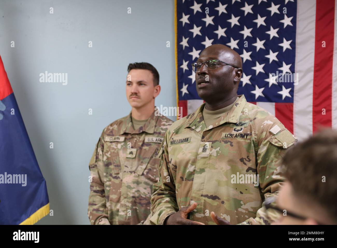 U.S. Army Command Sgt. Maj. James E. Holloman, command sergeant major of 3-142 Assault ...