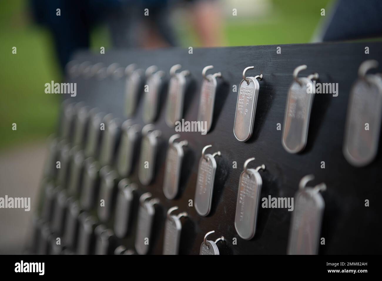 Dog tags sit on display during the POW/MIA run at Kadena Air Base ...