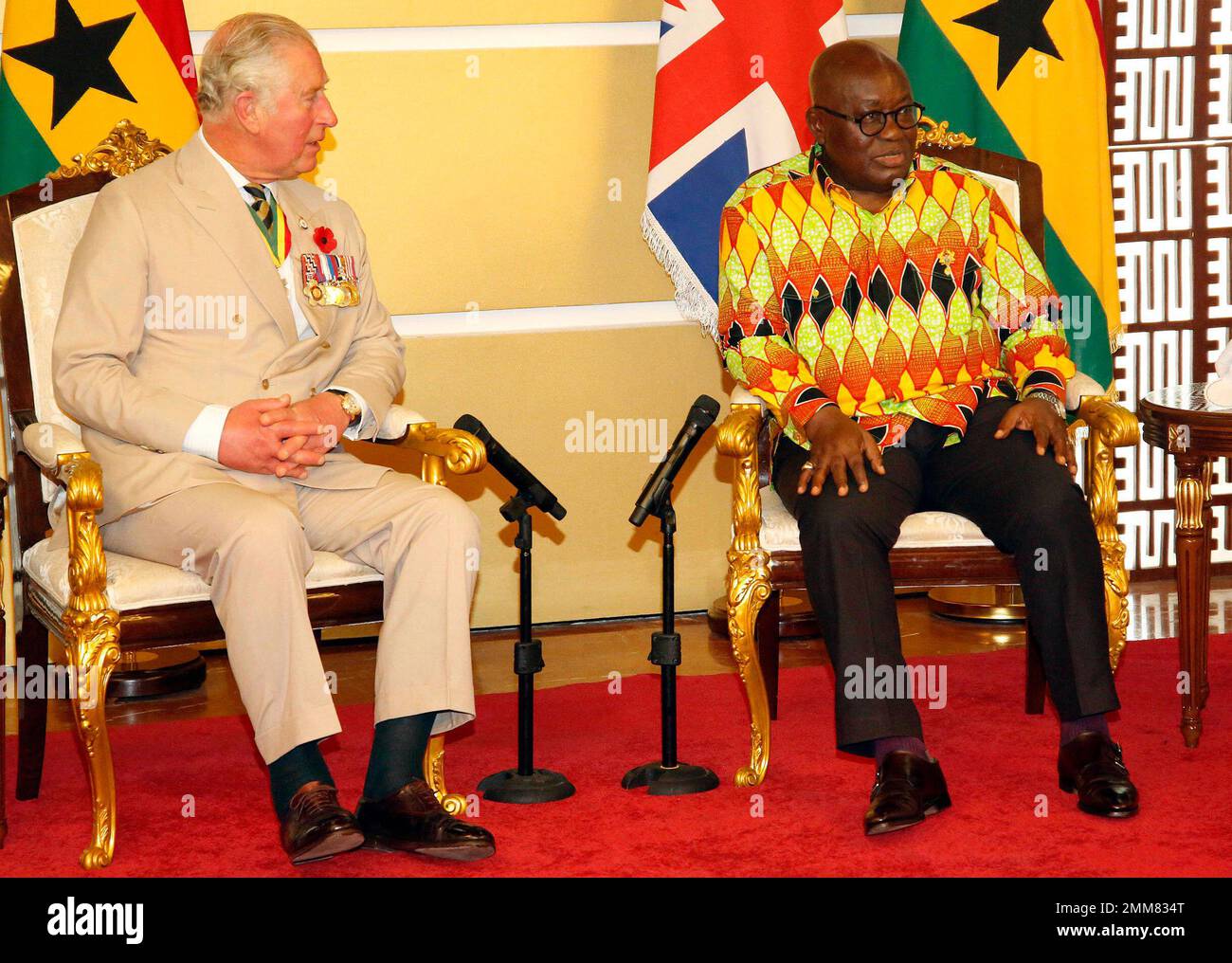 Prince Charles, Left, is Welcome by Ghana's President, Nana Akufo-Addo ...